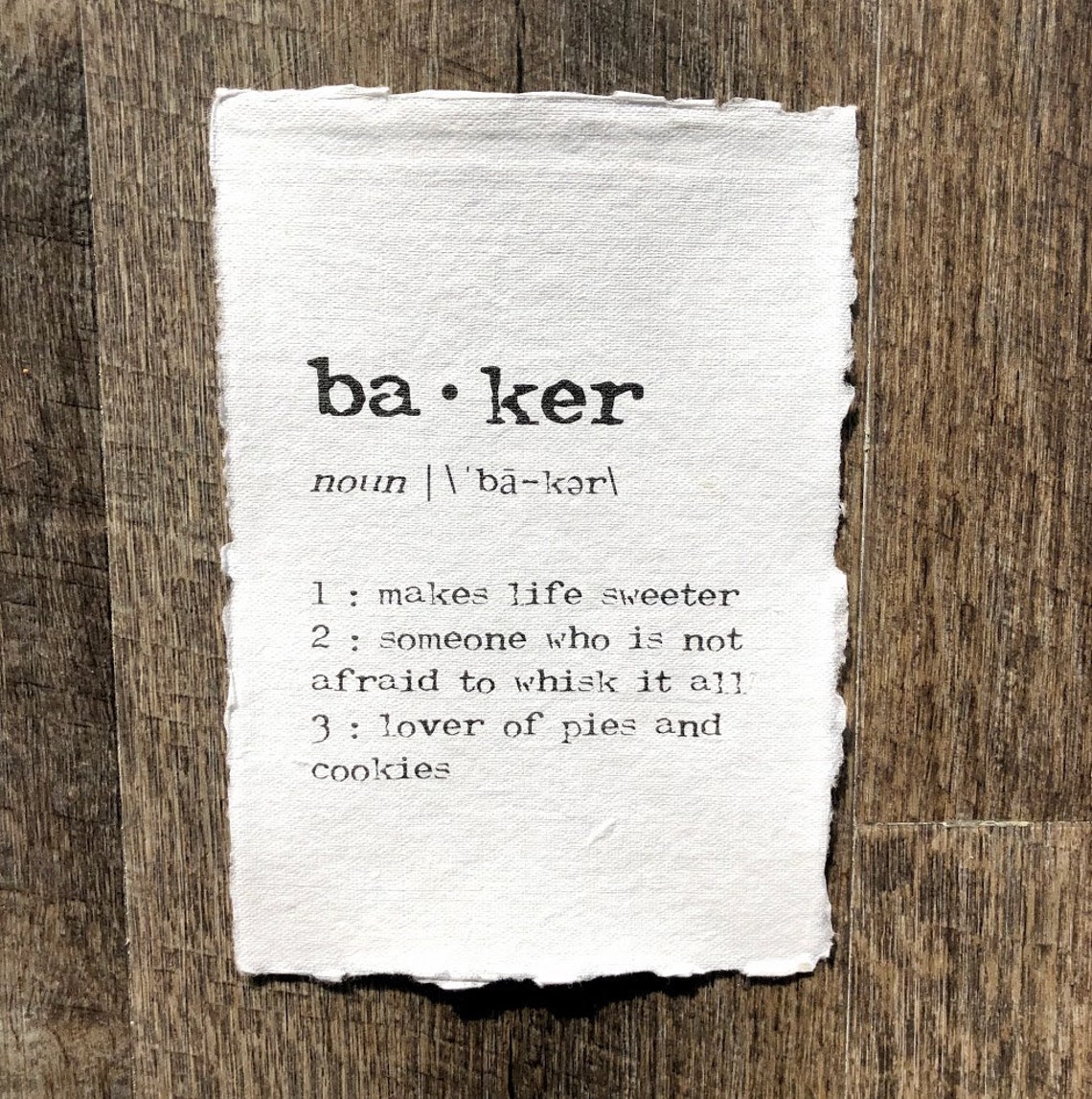Baker definition print in typewriter font on 5x7 or 8x10 | Etsy