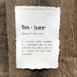 Baker Definition Print in Typewriter Font on 5x7, 8x10, 11x14 Handmade ...