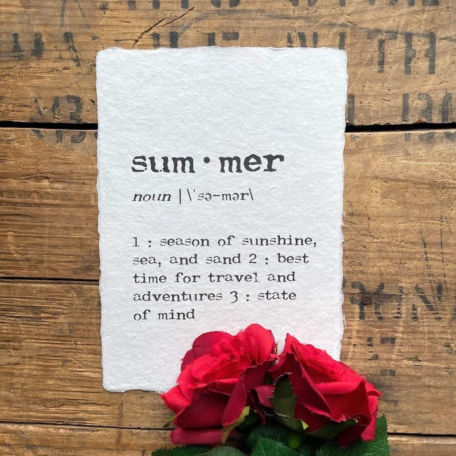 Summer Definition Print in Typewriter Font on 5x7 8x10 11x14 - Etsy