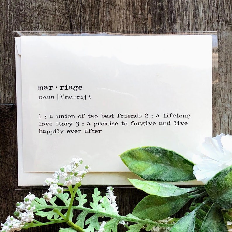 Marriage definition greeting card in typewriter font with | Etsy