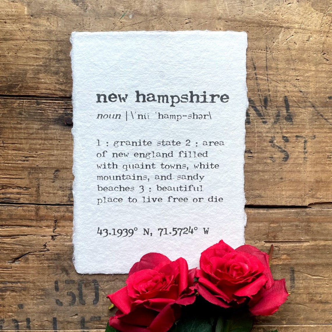 New Hampshire OR 603 Area Code Definition Print in Typewriter Font on ...