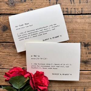 Ohio Definition Greeting Card in Typewriter Font With Envelope and Rose ...