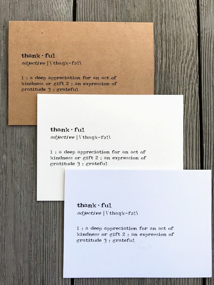 5 grateful or thankful definition greeting card stationery | Etsy