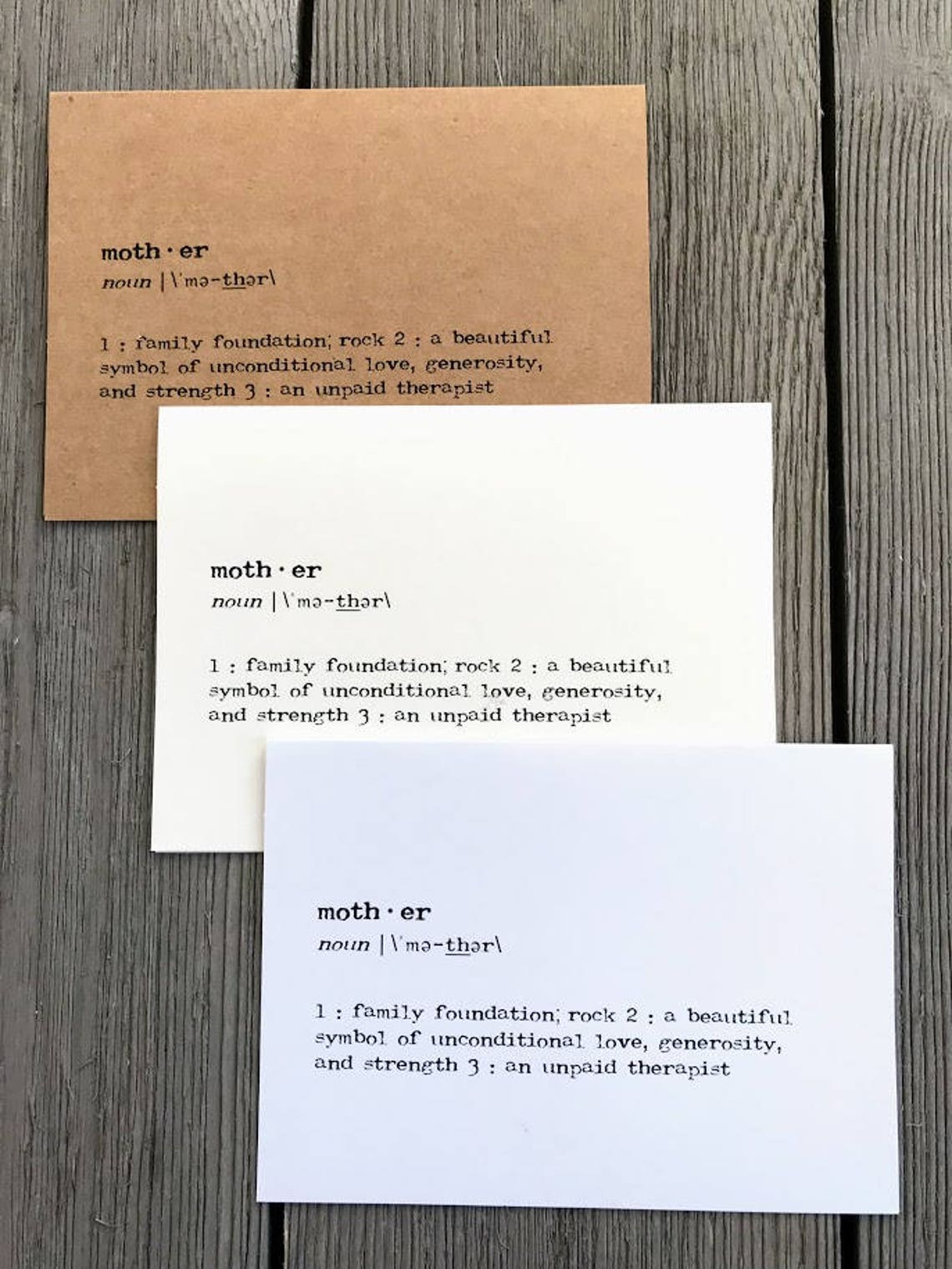 Mother Definition Greeting Card in Typewriter Font With - Etsy