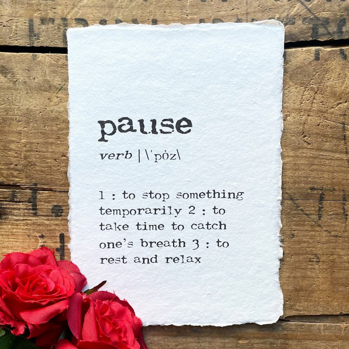 Pause Definition Print in Typewriter Font on 5x7 or 8x10 - Etsy