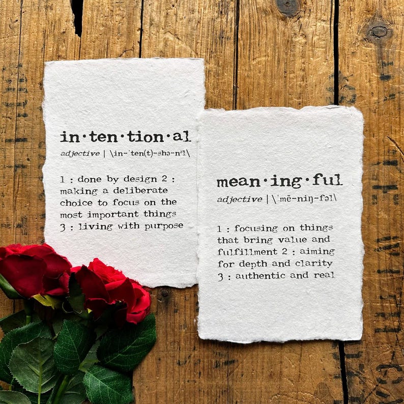 Meaningful Definition Print in Typewriter Font on Handmade Paper, Word ...
