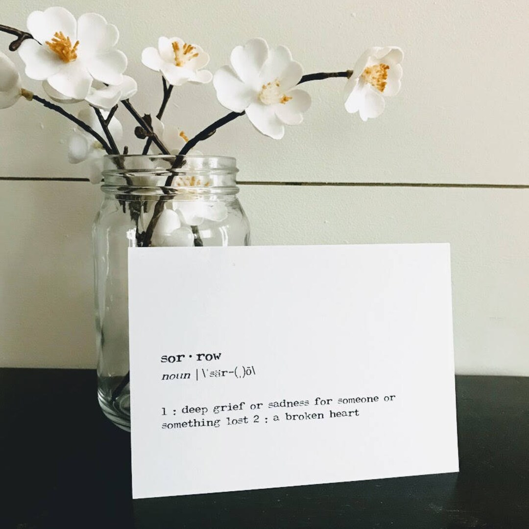 Sorrow Definition Greeting Card in Typewriter Font With Envelope and ...
