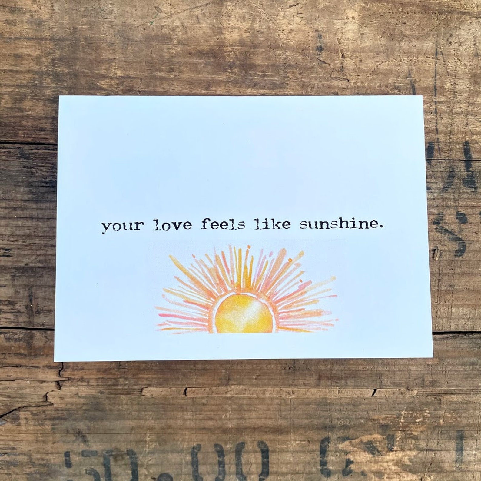 Your love feels like sunshine compliment card in typewriter | Etsy