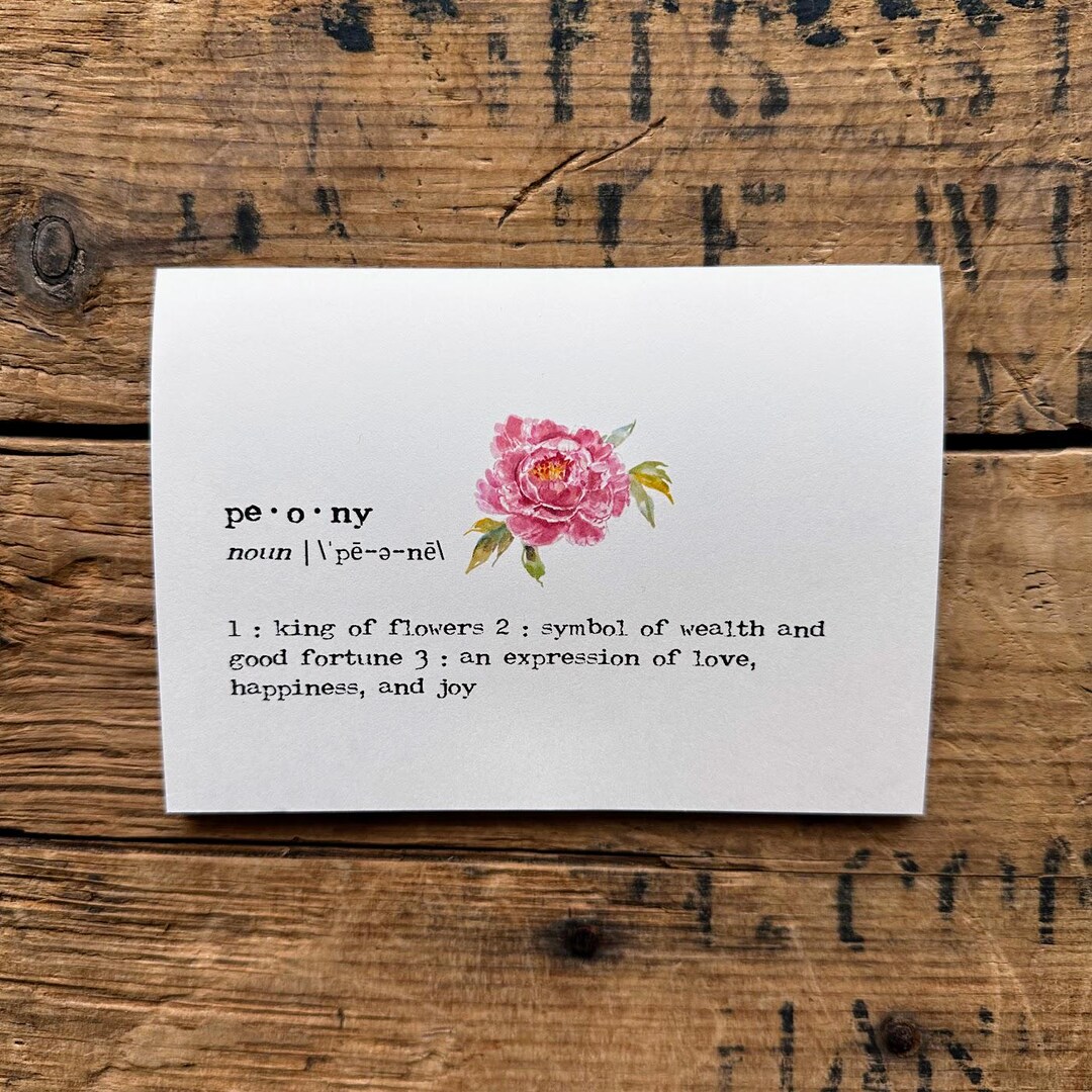 Peony Definition Greeting Card With Pink Flower, 4" X 5.5", Envelope ...
