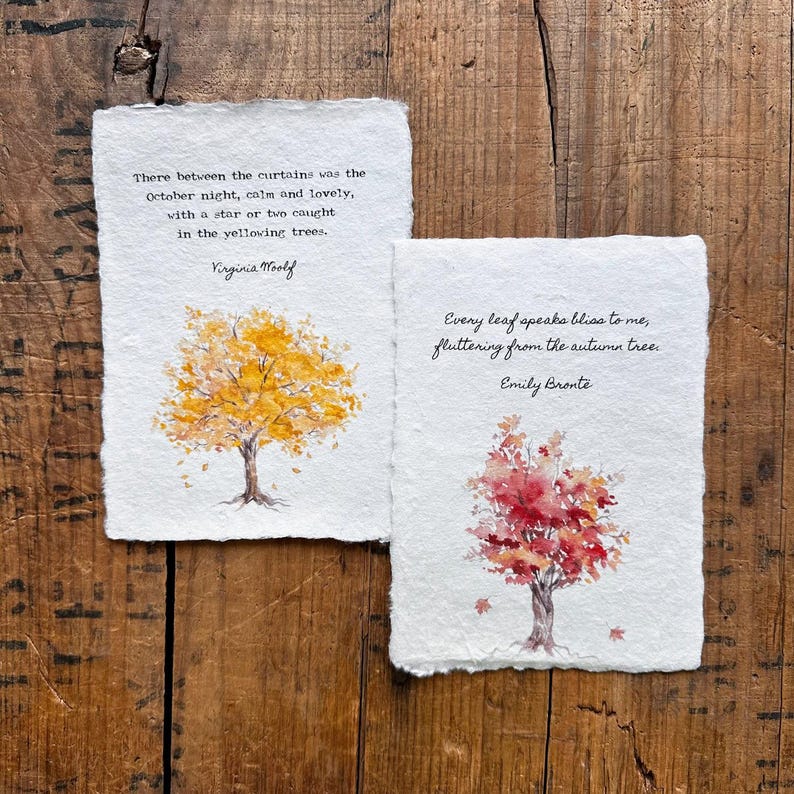October Night With Yellowing Trees Virginia Woolf Quote on Handmade ...