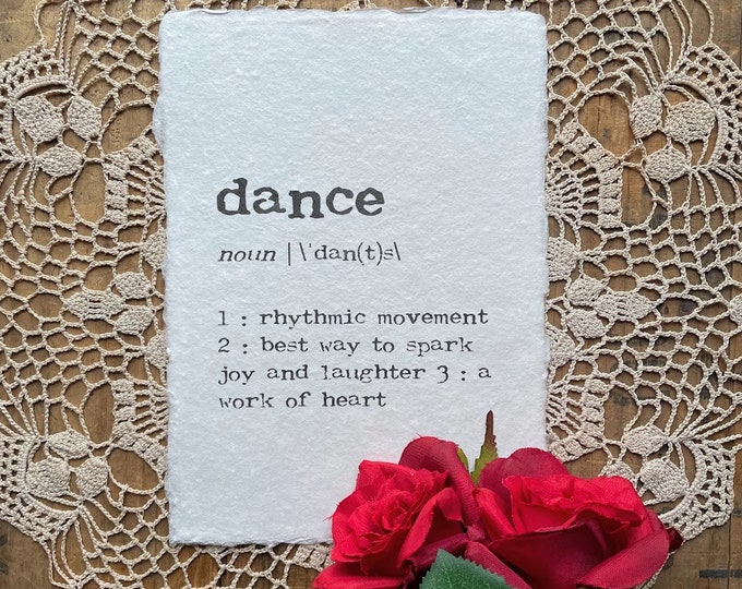 Dance Definition Print in Typewriter Font on 5x7, 8x10, 11x14 Handmade ...