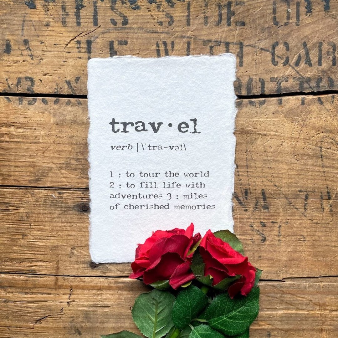 Travel Definition Print in Typewriter Font on 5x7, 8x10, 11x14 Handmade ...