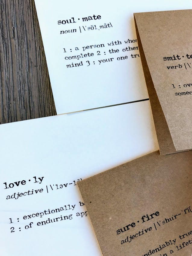 Lovely Definition Greeting Card in Typewriter Font With - Etsy