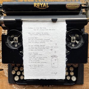 Sadness and Fireflies Poem by R. Clift in Typewriter Font on 5x7, 8x10 ...