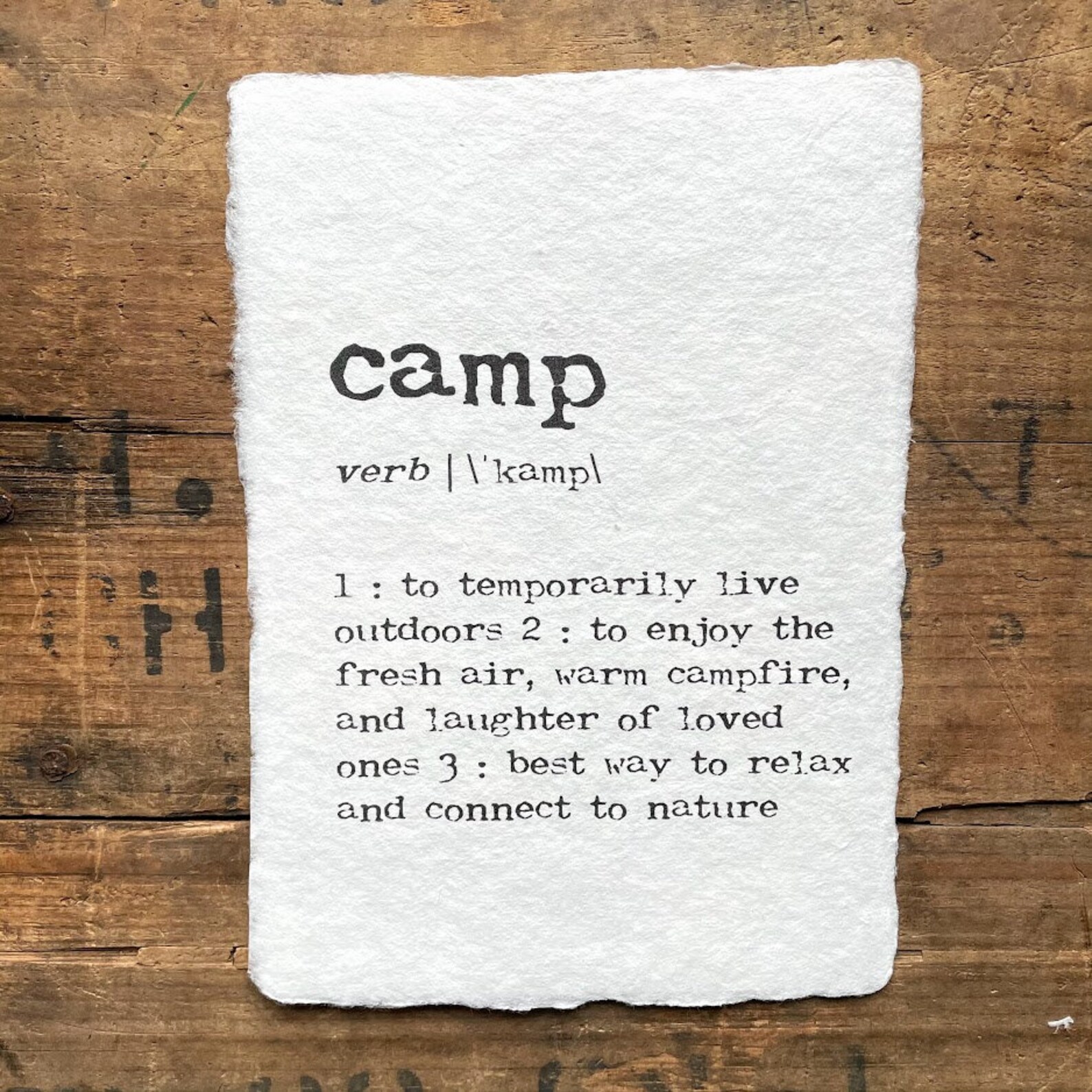 Camp Definition Print in Typewriter Font on 5x7, 8x10, 11x14 Handmade ...