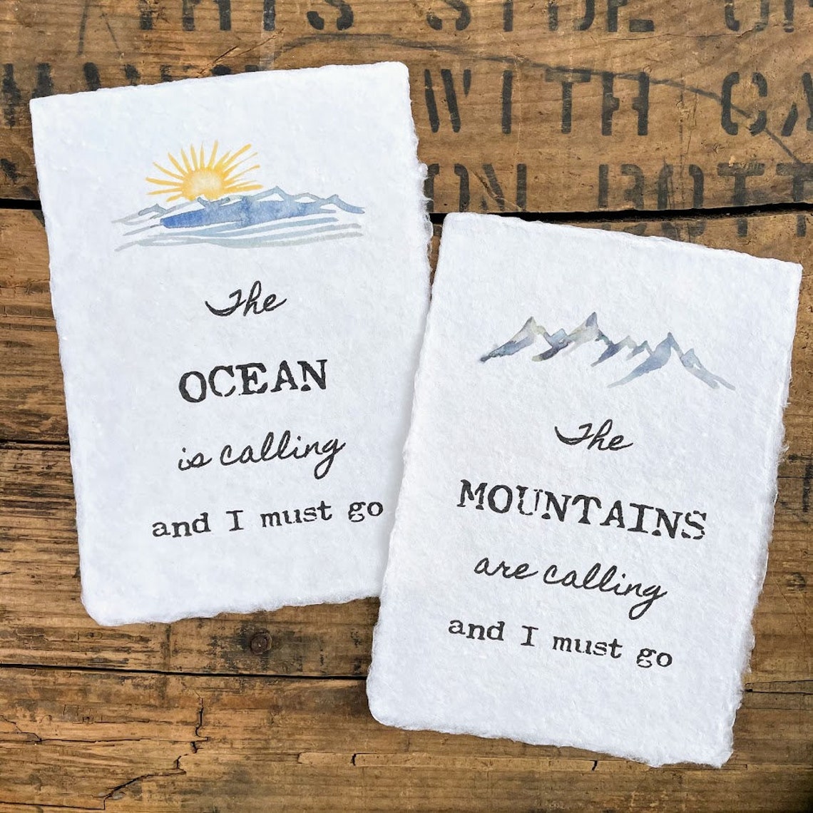 The Ocean is Calling Quote Print With Sun and Ocean Waves Art on 5x7 ...