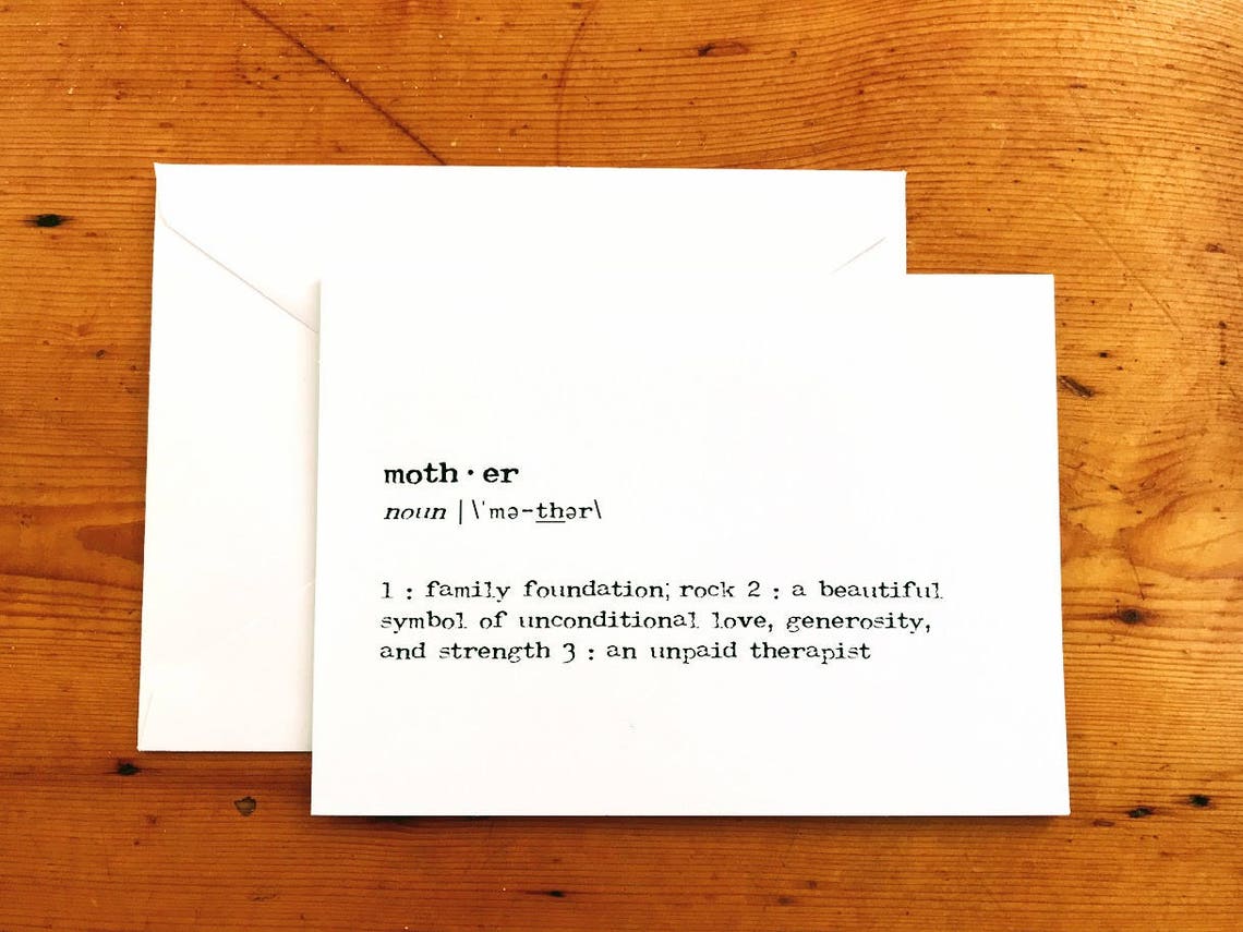 Mother Definition Greeting Card in Typewriter Font With - Etsy