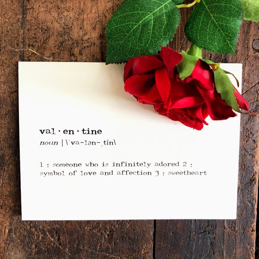 Valentine Definition Greeting Card in Typewriter Font With Envelope and ...