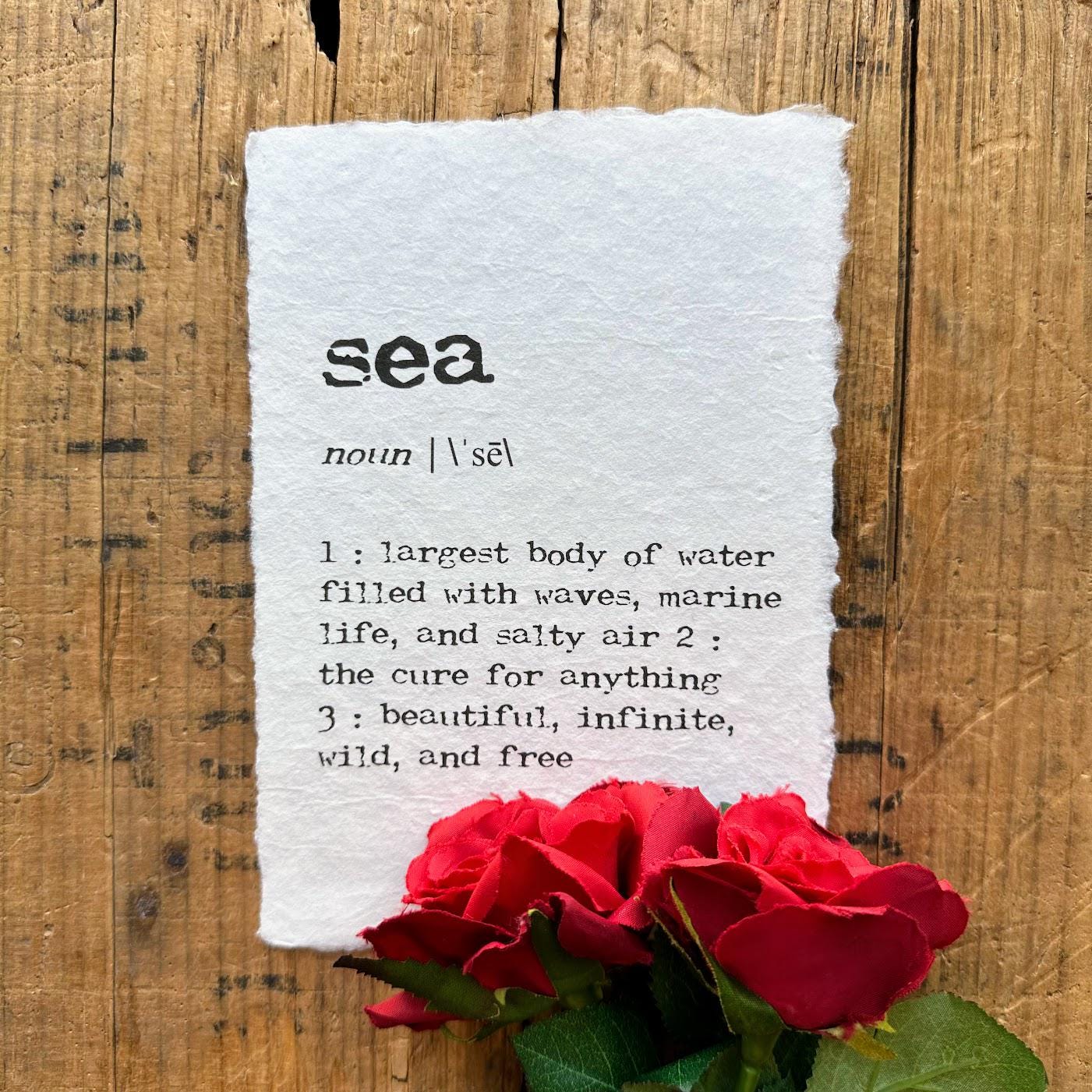Sea Definition Print in Typewriter Font on 5x7, 8x10, 11x14 Handmade ...