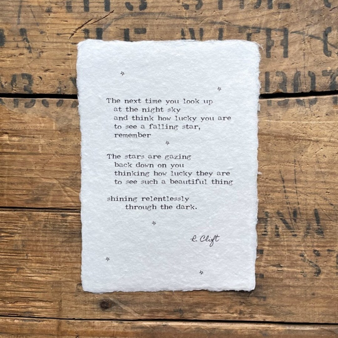 You Shine Like the Stars Poem by R. Clift in Typewriter Font on 5x7 ...