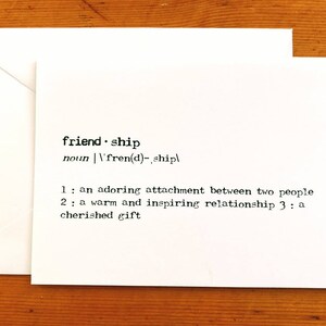 Friendship definition greeting card in typewriter font with | Etsy