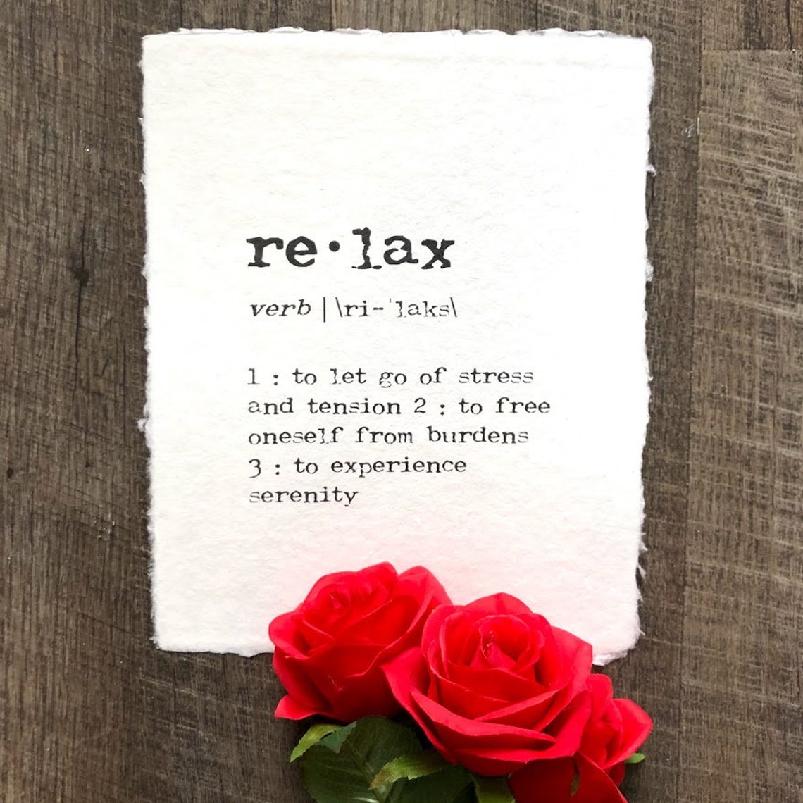 Relax Definition Print in Typewriter Font on 5x7 or 8x10 | Etsy