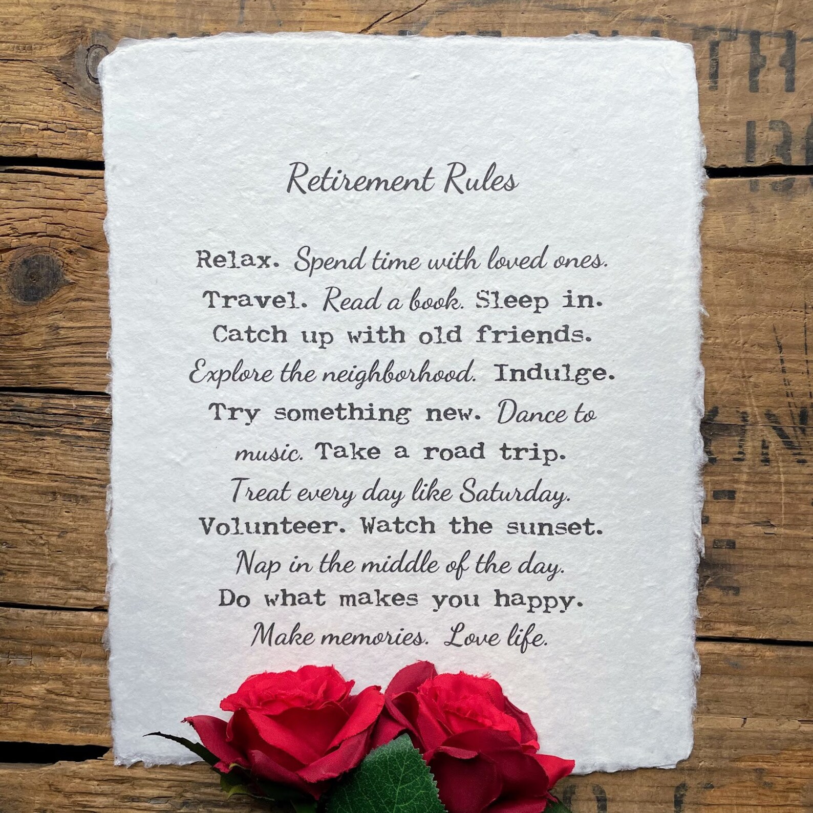 Retirement Rules Print in Typewriter and Script Font on 8x10 or 11x14 ...