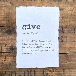 Give Definition Print in Typewriter Font on 5x7, 8x10, 11x14 Handmade ...