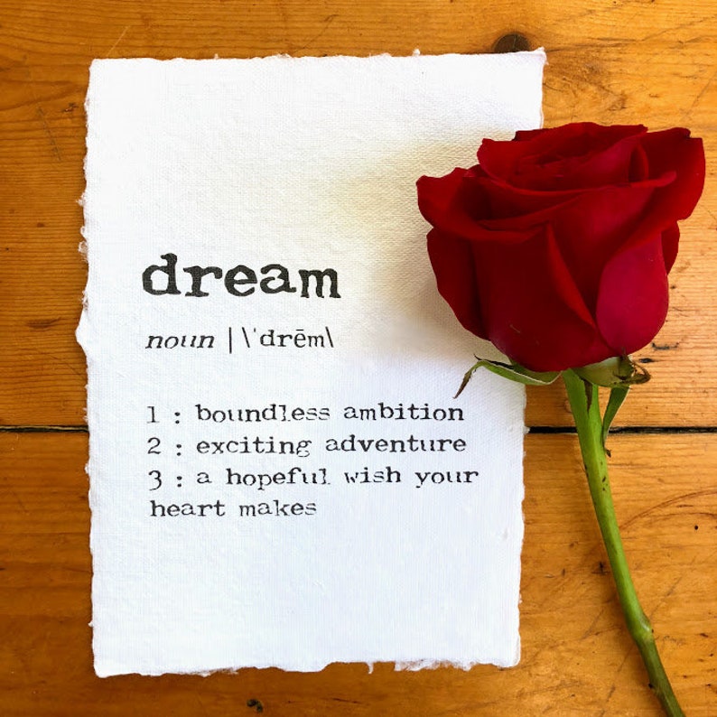 Dream Definition Print in Typewriter Font on 5x7, 8x10, 11x14 Handmade ...