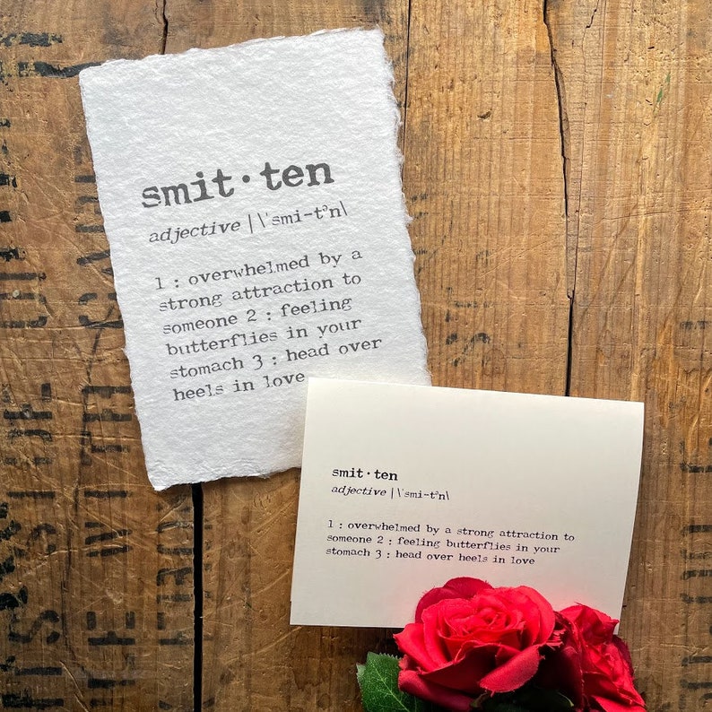 Smitten Definition Greeting Card in Typewriter Font With - Etsy