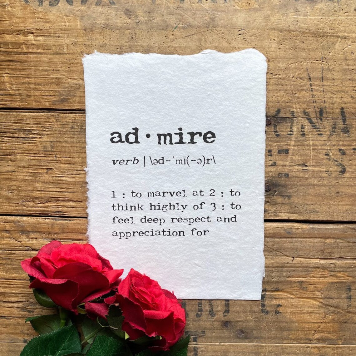 Admire Definition Print in Typewriter Font on 5x7, 8x10, 11x14 Handmade ...