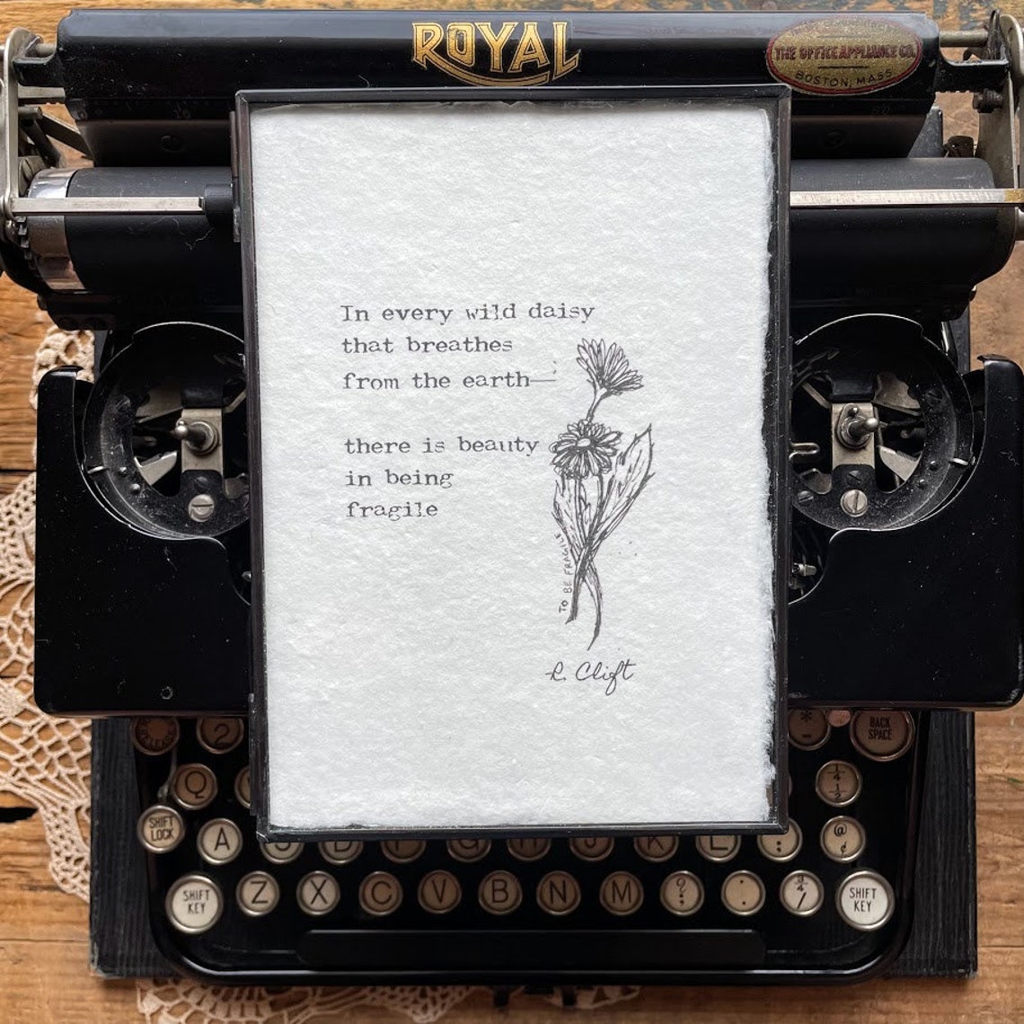 Fragile Like a Daisy Poem by R. Clift on 5x7, 8x10, 11x14 Handmade ...
