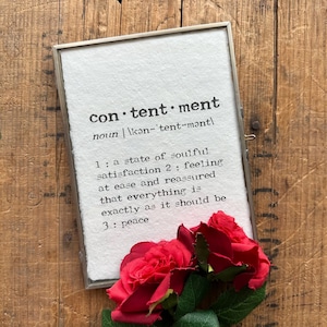Contentment Definition Print in Typewriter Font on 5x7, 8x10, 11x14 ...