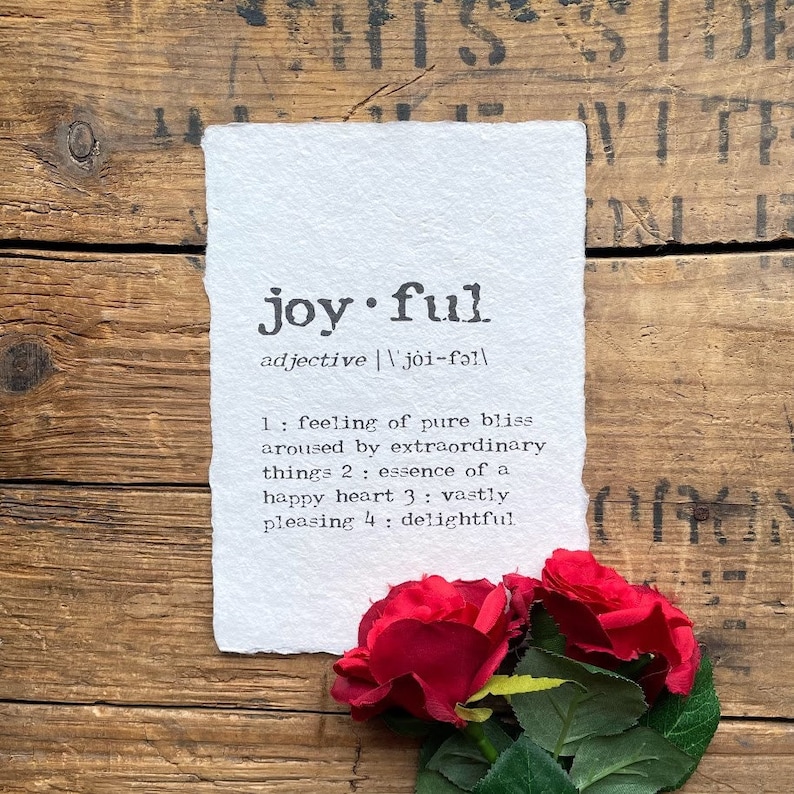 Joyful Definition Print in Typewriter Font on 5x7, 8x10, 11x14 Handmade ...