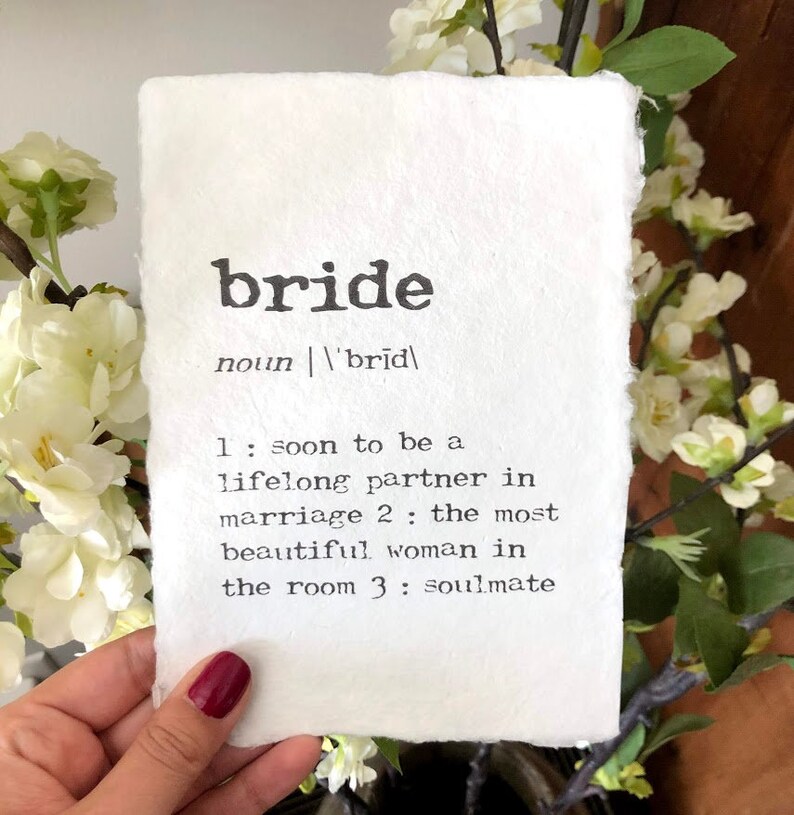 Bride Definition Print in Typewriter Font on 5x7, 8x10, 11x14 Handmade ...