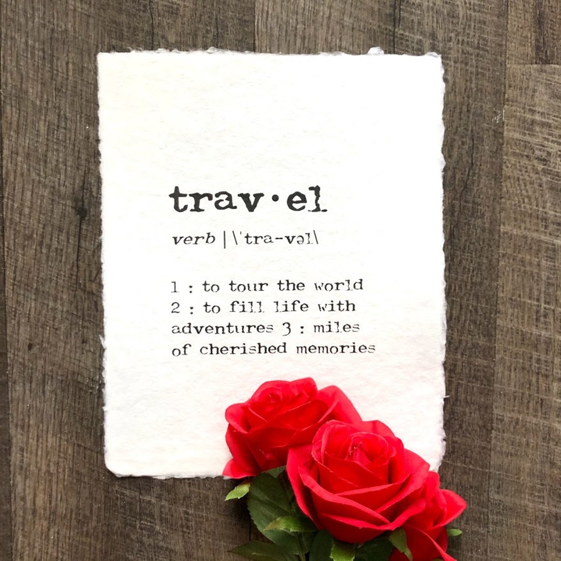 Travel Definition Print in Typewriter Font on 5x7, 8x10, 11x14 Handmade ...