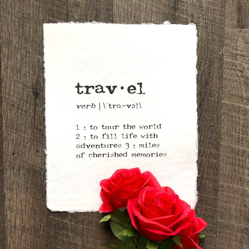 Travel Definition Print in Typewriter Font on 5x7, 8x10, 11x14 Handmade ...