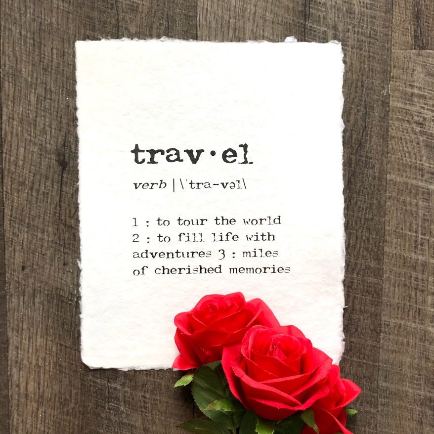 Travel Definition Print in Typewriter Font on 5x7, 8x10, 11x14 Handmade ...