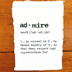 Admire Definition Print in Typewriter Font on 5x7 or 8x10 | Etsy