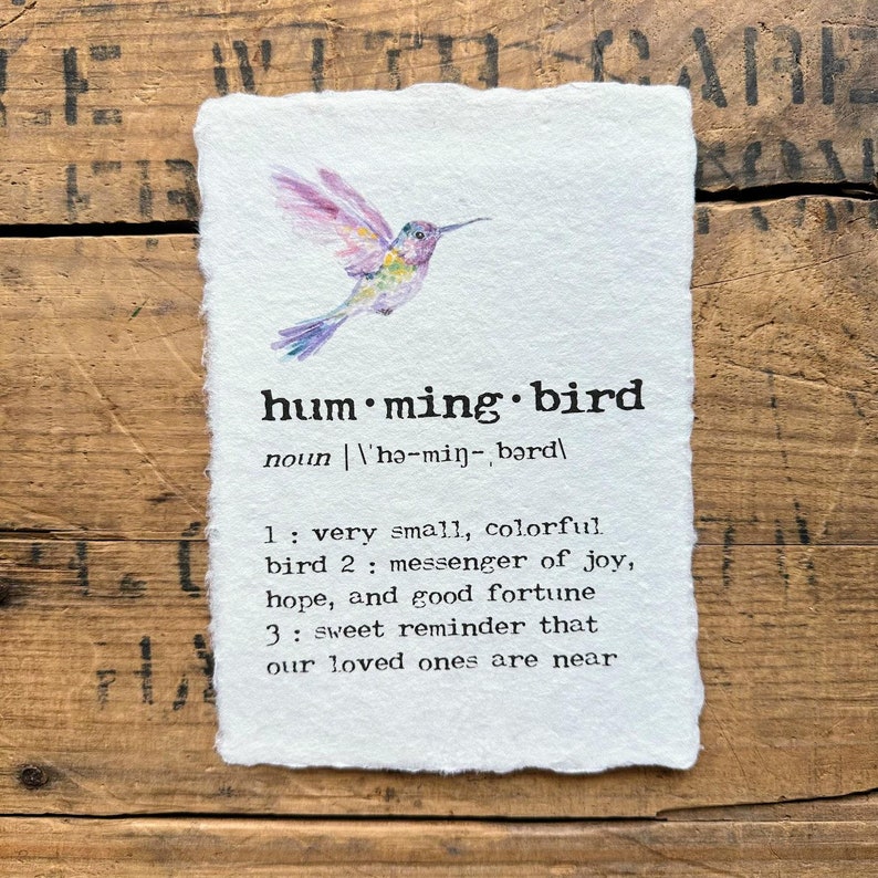 Hummingbird Definition Print in Typewriter Font on 5x7, 8x10, 11x14 ...