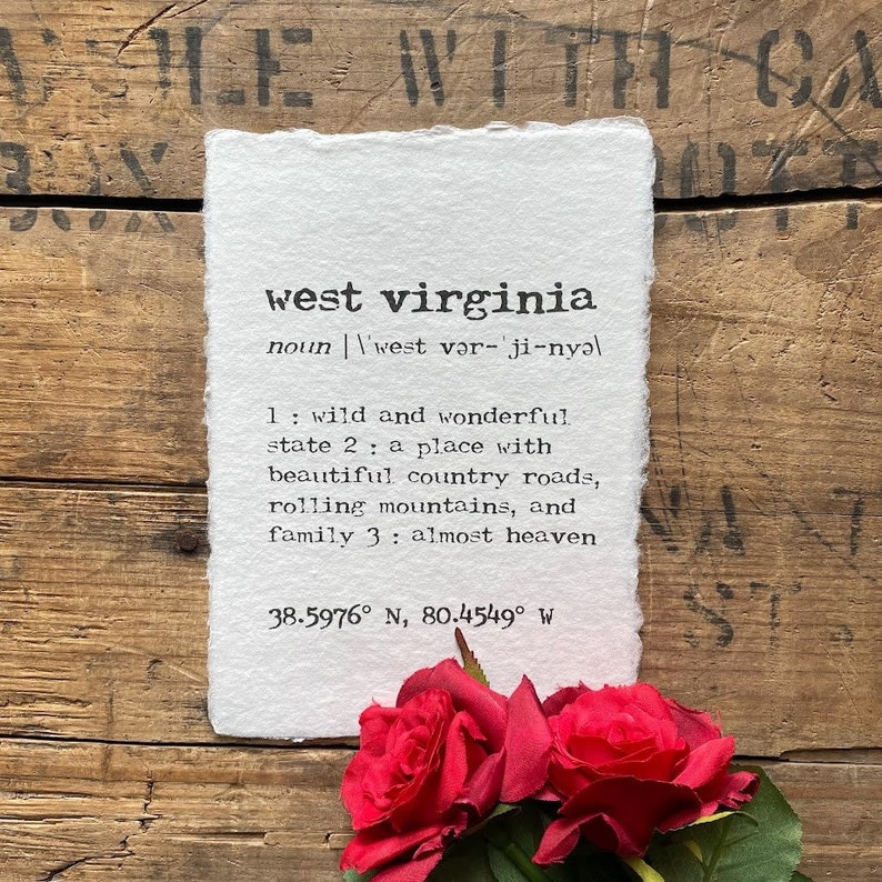 West Virginia Definition Print in Typewriter Font on 5x7, 8x10, 11x14 ...