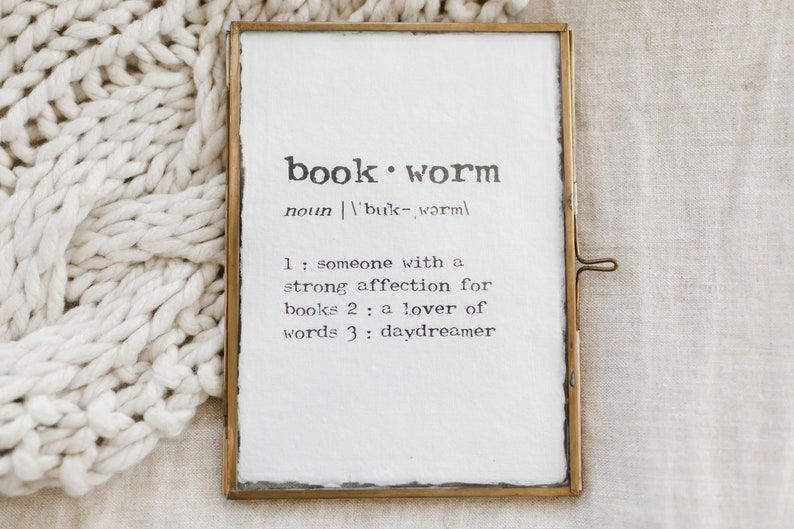 Bookworm Definition Print In Typewriter Font On 5x7 8x10 Etsy
