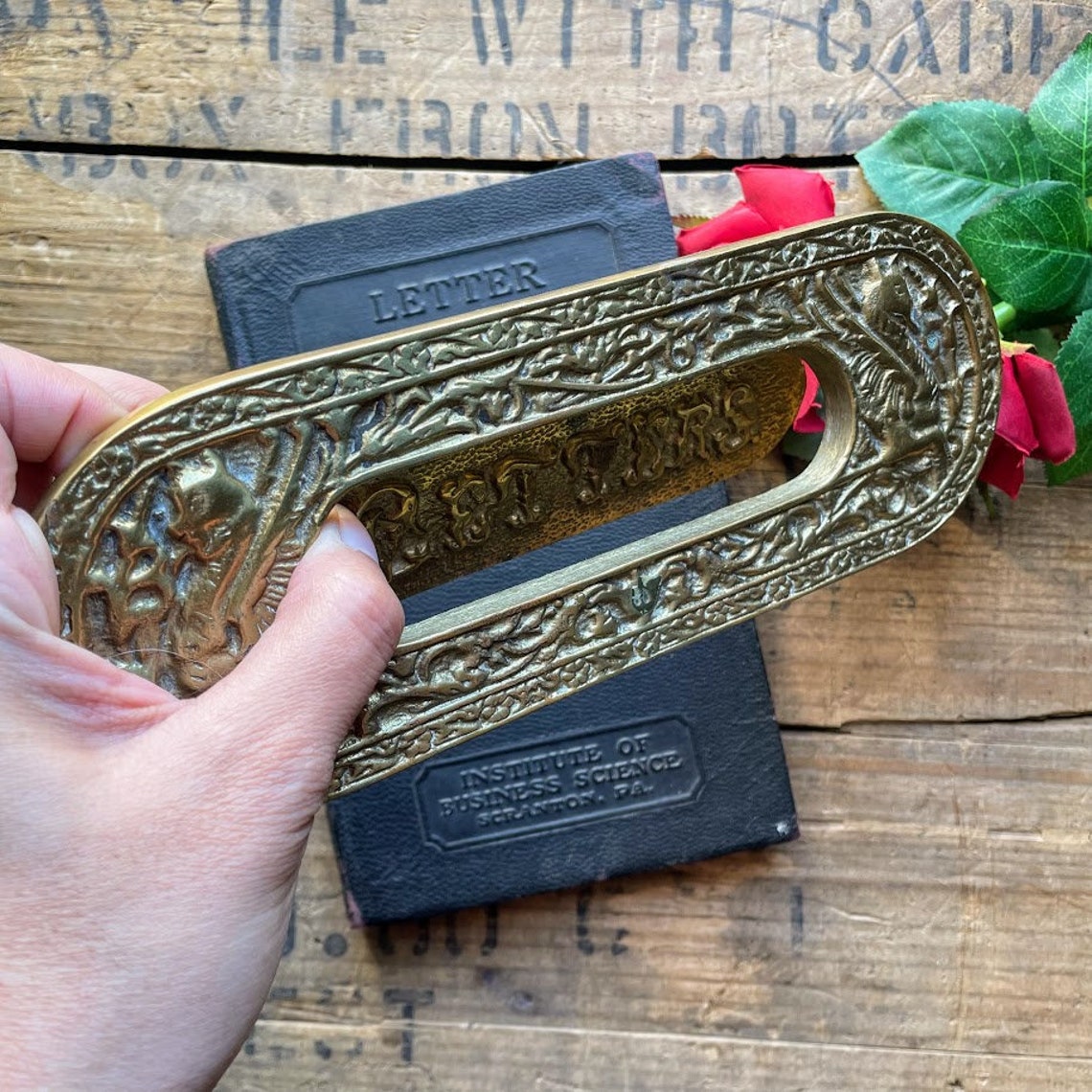 Antique or Vintage Brass "letters" Door Mail Slot Gothic Sign, Gold ...