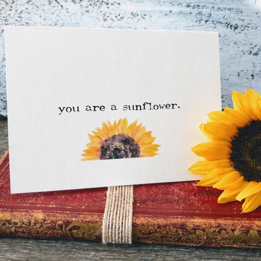 You are a sunflower compliment greeting card in typewriter | Etsy