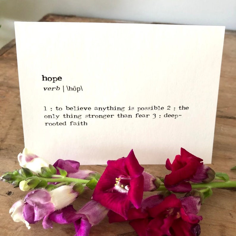Hope Definition Greeting Card in Typewriter Font With Envelope - Etsy