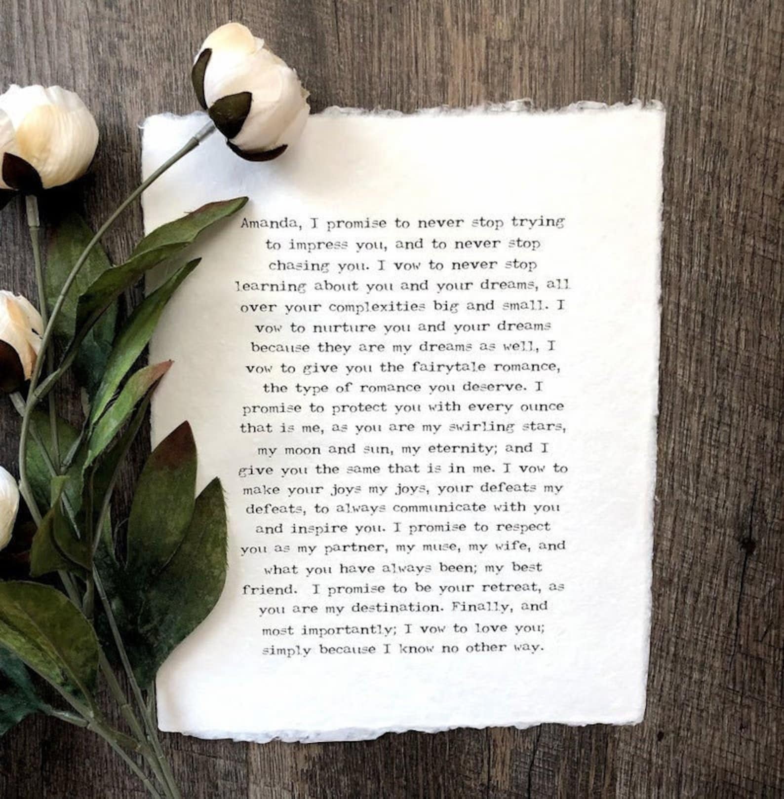 Custom Love Letter Print on Handmade Paper in 5x7 8x10 - Etsy