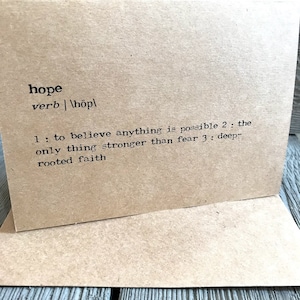 Hope Definition Greeting Card in Typewriter Font With Envelope and Rose ...