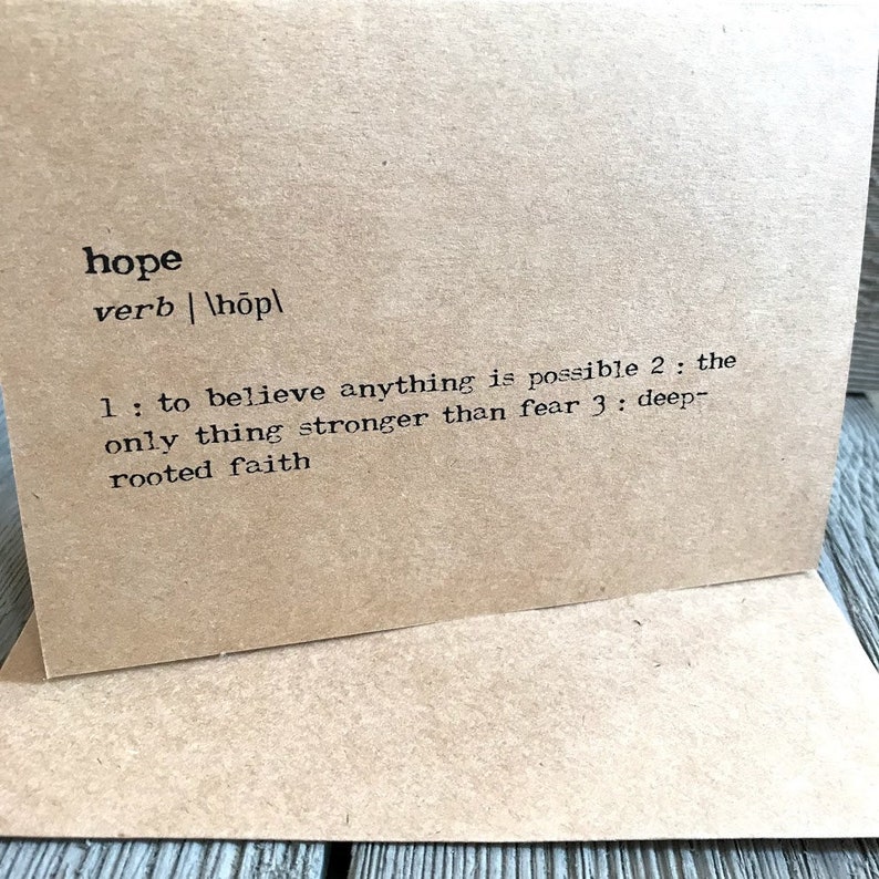 Hope Definition Greeting Card in Typewriter Font With Envelope | Etsy