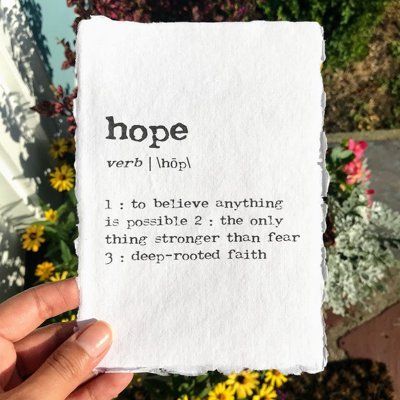 Hope Definition Print in Typewriter Font on 5x7, 8x10, 11x14 Handmade ...