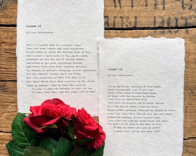 Custom Poem or Song Lyrics Print on Handmade Cotton Paper, Anniversary ...